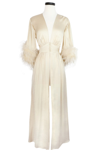 Glam Harlow Robe - ivory Satin – Trashy Diva Lingerie
